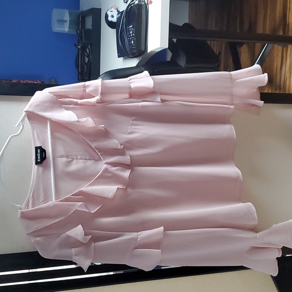 bebe | Tops | Bebe Pink Ruffle Blouse | Poshmark